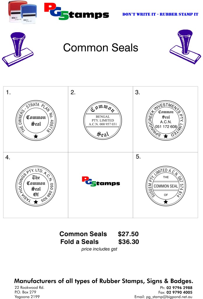 Strata Title Common Seals | PG STAMPS