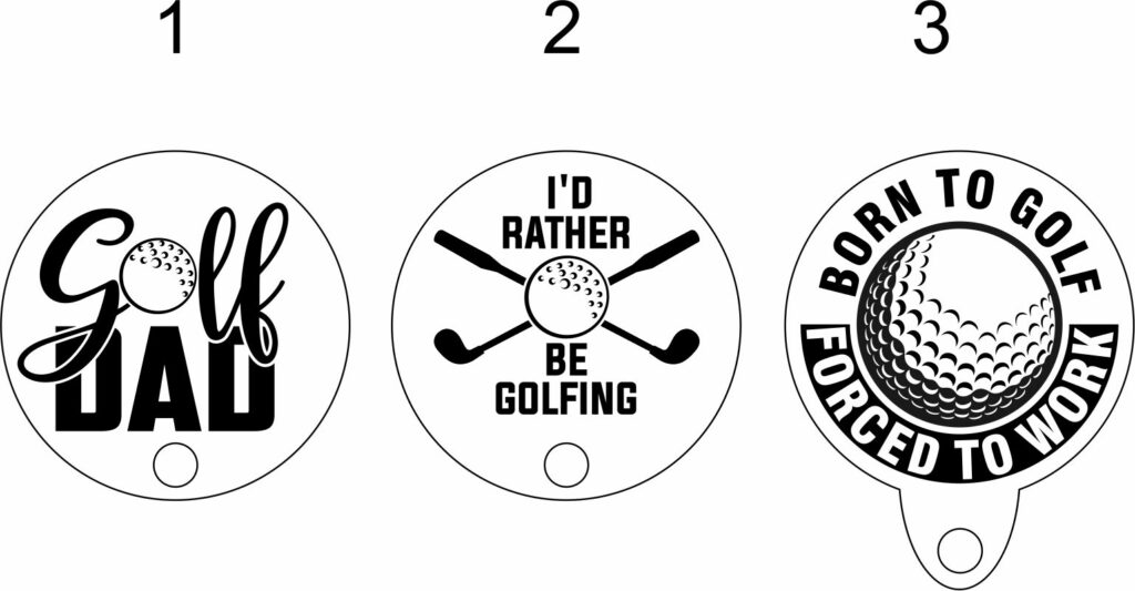 KEYRINGS GOLF THEME - PG STAMPS
